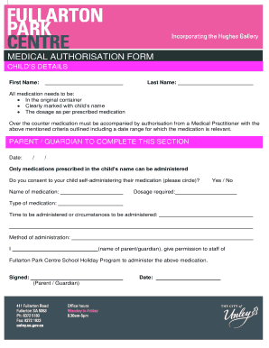 Fillable Online MEDICAL AUTHORISATION FORM Fax Email Print - pdfFiller