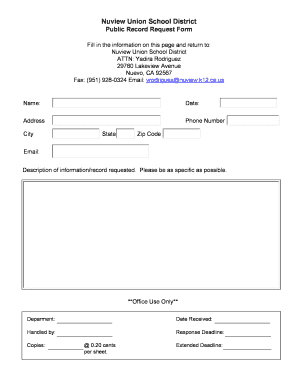 Fillable Online Public Record Request Form - Nuview Union School ...