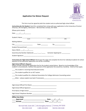 Fillable Online uca Application Fee Waiver - UCA - uca Fax Email Print ...