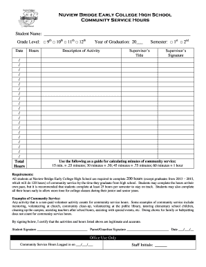Fillable Online Community Service Hours Log Form Fax Email Print ...