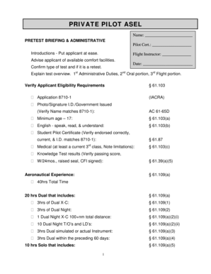 Fillable Online PRIVATE PILOT ASEL - Venture North Aviation Fax Email ...