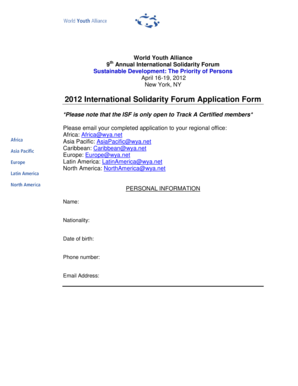 Fillable Online 2012 International Solidarity Forum Application Form ...