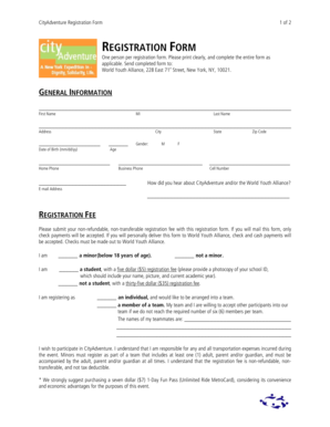 Fillable Online REGISTRATION FORM - World Youth Alliance Fax Email ...