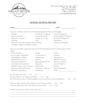 Fillable Online General medical history form Fax Email Print - pdfFiller