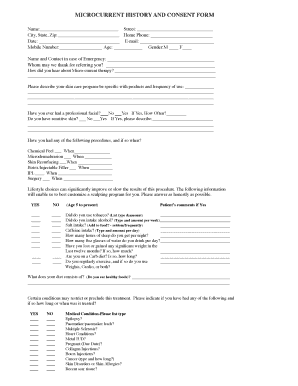 Fillable Online MICROCURRENT HISTORY AND CONSENT FORM Fax Email Print ...