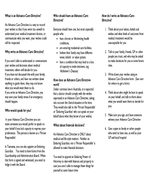 Fillable Online What is an Advance Care Directive. Long Form Fax Email ...