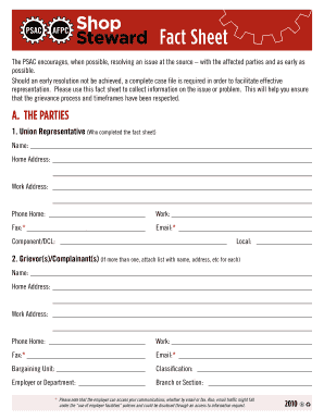 Fillable Online psacunion Shop steward fact sheet Should an early ...