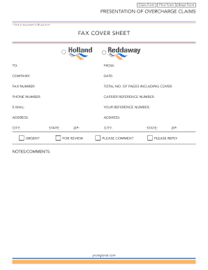 Fillable Online Overcharge Claims - YRC Regional Fax Email Print ...