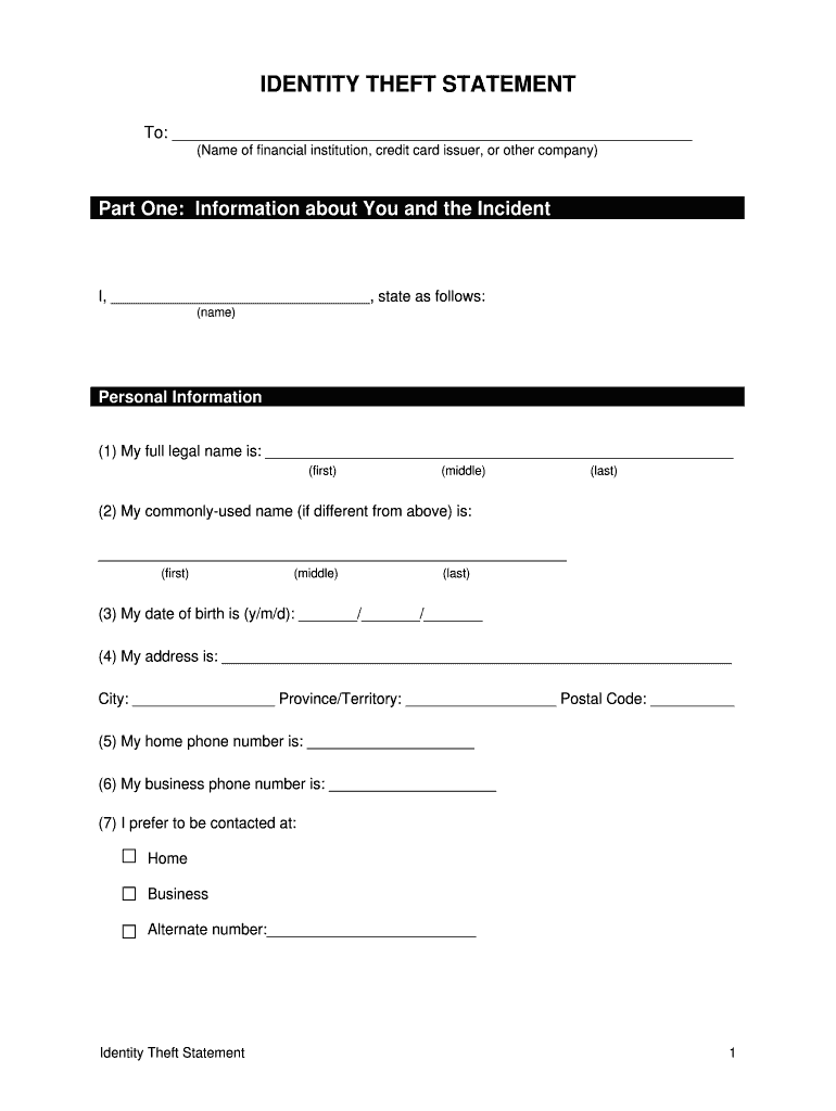 Fillable Online servicealberta IDENTITY THEFT STATEMENT - Service Alberta - servicealberta Fax ...