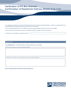 Fillable Online Verification of bPO Boxb Address Confirmation of bb ...