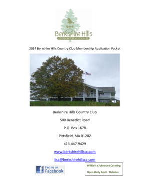Fillable Online Membership Packet - Berkshire Hills Country Club Fax ...