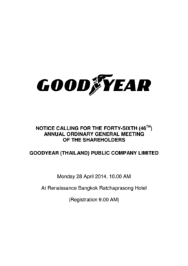 Fillable Online goodyear co NOTICE CALLING FOR THE FORTY-SIXTH (46 ...