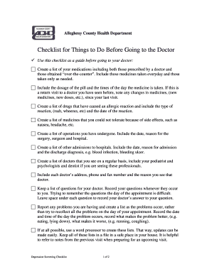 Fillable Online Checklist for Things to Do Before Going to the Doctor ...