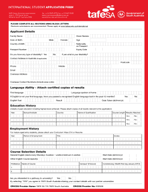 Fillable Online TAFE South Australia International Fax Email Print ...
