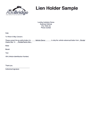 Fillable Online Lien Holder Sample - Trailer Bridge, Inc. Fax Email ...