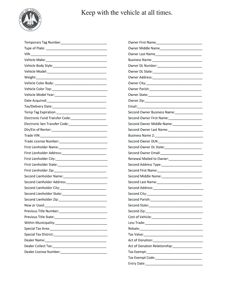Make A Temporary Tag Fill Out Sign Online DocHub