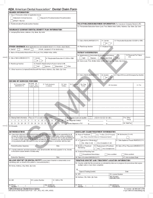 Fillable Online dhs iowa Sample ADA Dental Claim Form - dhs iowa Fax ...
