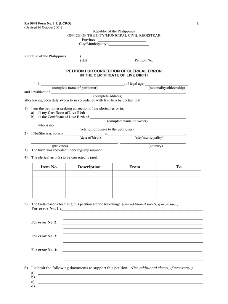 Petition For Correction Of Entry In Birth Certificate Sample 2020 2021 