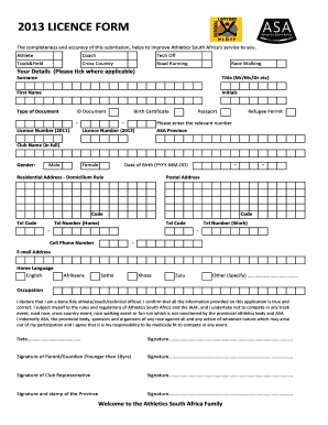 Fillable Online 2013 LICENCE FORM - Ning Fax Email Print - pdfFiller