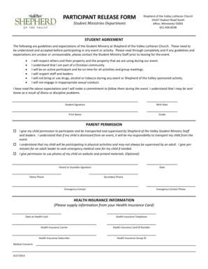 Fillable Online Student Participation Form - Clover Fax Email Print ...