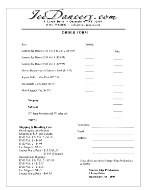 Fillable Online PRINTABLE ORDER FORM FINAL - IceDancers.com Fax Email ...