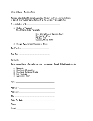 Fillable Online Printable Form - Boys & Girls Clubs of Sarasota County Fax Email Print - pdfFiller
