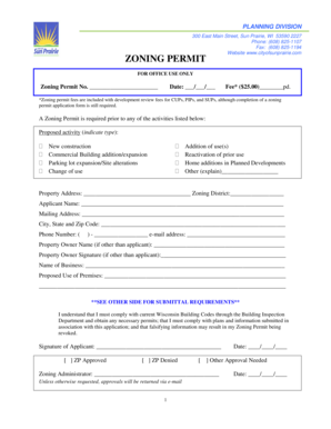 Fillable Online Zoning Permit Form NEW! - City of Sun Prairie Fax Email ...