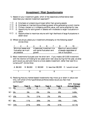 Fillable Online Investment / Risk Questionnaire Fax Email Print - pdfFiller