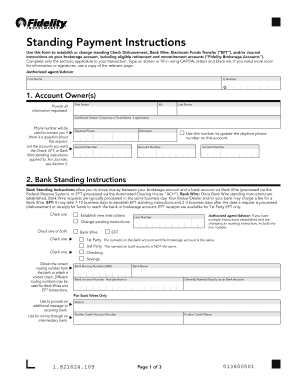 Fidelity Standing Instructions - Fill Online, Printable, Fillable ...