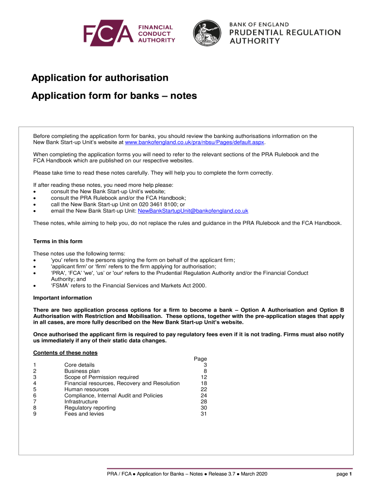 Fillable Online Application for authorisation application form for bank ...