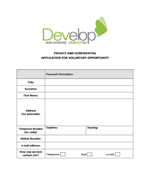 Fillable Online Volunteering Application Form - Develop EBP Fax Email Print - pdfFiller