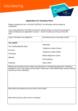Fillable Online downtoearthfarm Application for Voluntary Work - Down ...