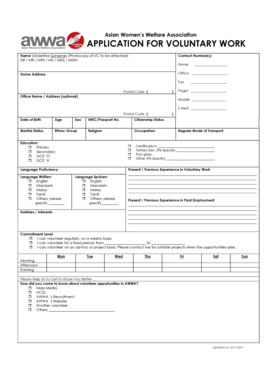 Fillable Online caregiversconnect Volunteer application form ...