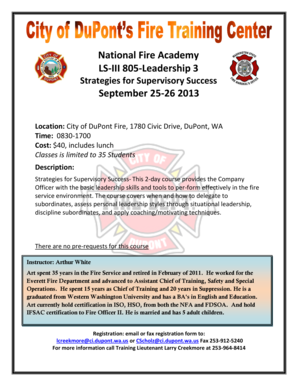 Fillable Online National Fire Academy LS-III 805-Leadership 3 Strategies for Supervisory Success ...