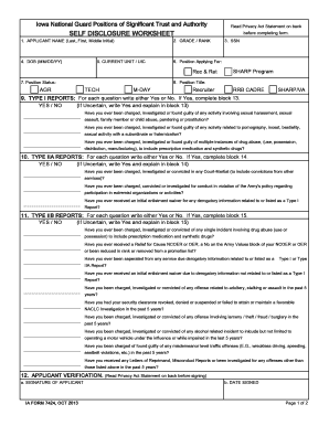 Fillable Online Iowa National Guard Positions of Significant Trust and ...