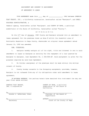 Fillable Online usbr 1 ASSIGNMENT AND CONSENT TO ASSIGNMENT OF bb ...