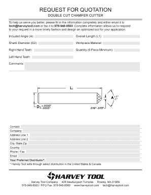 Fillable Online Double Cut Chamfer Cutter - Harvey Tool Fax Email Print - pdfFiller