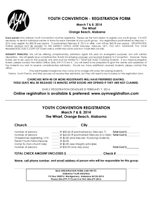 Fillable Online YOUTH CONVENTION - REGISTRATION FORM YOUTH ... Fax Email Print - pdfFiller