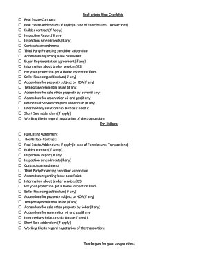 Fillable Online Real estate Files Checklist: Fax Email Print - pdfFiller