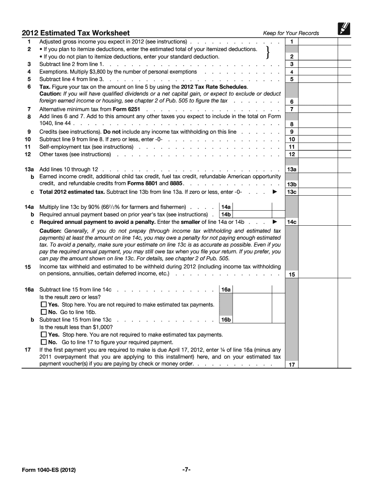 Fillable Online Form 1040-ES - The Benefit Bank: Self-Serve Fax Email Print - pdfFiller