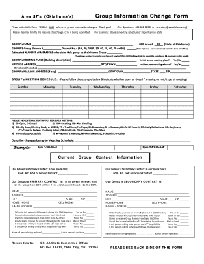 Fillable Online Group Change Form - AA Oklahoma Fax Email Print - pdfFiller