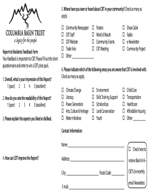 Fillable Online Report to Residents Feedback Form Your feedback is ...