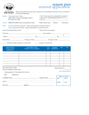 Fillable Online Season pass renewal application - Woodridge Park ...