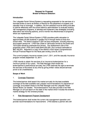 Fillable Online Request for Proposal Broker-of-Record Selection ...