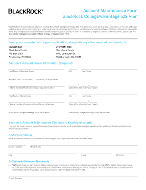 Fillable Online Account Maintenance Form BlackRock CollegeAdvantage 529 ...