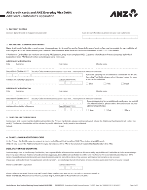 Fillable Online Add an additional cardholder form - ANZ Fax Email Print ...
