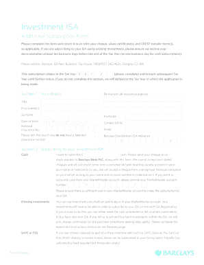 Fillable Online Additional Subscription form - Barclays Stockbrokers ...