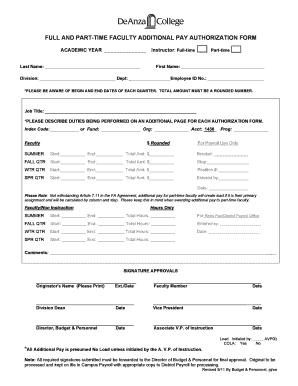 Fillable Online deanza FULL AND PART-TIME FACULTY ADDITIONAL PAY ...