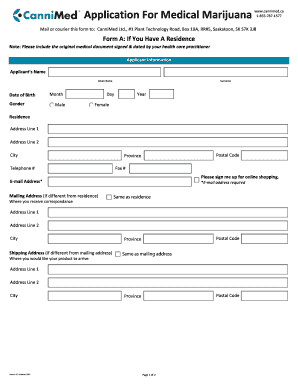 Fillable Online Application For Medical Marijuana - Shopify Fax Email ...
