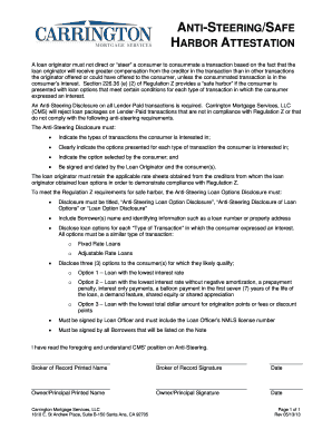 Fillable Online Anti-steeringsafe harbor attestation - Carrington ...